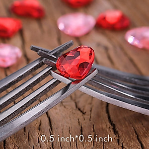 Red/Pink Acrylic Heart for Valentines Day, Wedding Heart Table Scatter Decoration, Flat Back Heart Rhinestones, 0.5 Inch (100)