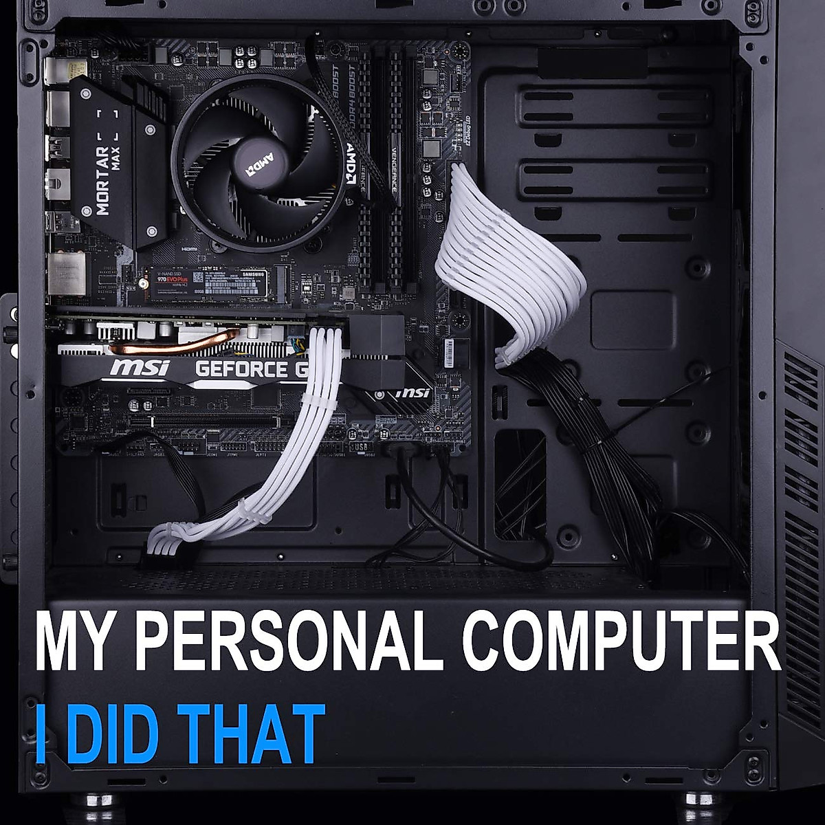 Sleeved Cables, PSU Extension Cable Kit for Power Supply, Fiber Braided ATX EPS PCI-E Cable with Combs, 30CM (White)