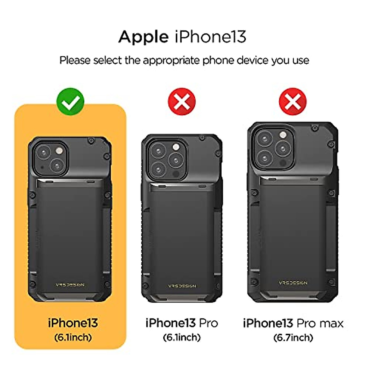 VRS DESIGN Damda Glide Pro Phone Case for iPhone 13, Sturdy Semi Auto Wallet [4 Cards] Case Compatible for iPhone 13 Case (2021) Black