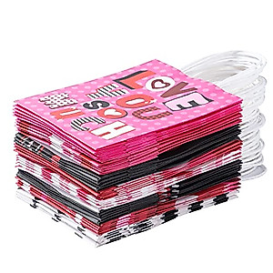 JOYIN 48 PCs Valentine's Day Red Pink Gift Bags with Handle 7.2x9 inch, Paper Wrapping Kraft Bags for Funny Gifts Novelty Gifts Valentines Day Gift Bags Giving