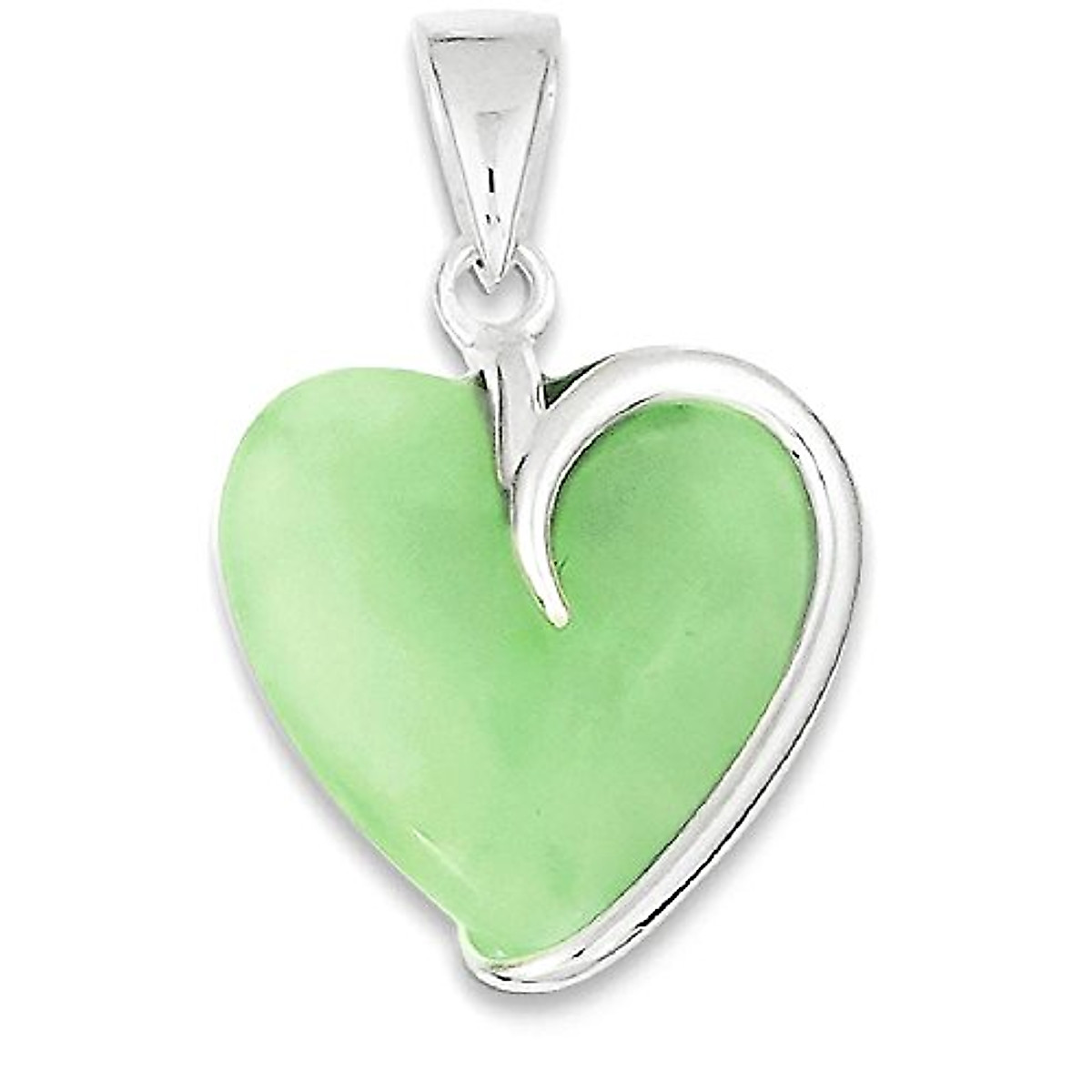 925 Sterling Silver Green Jade Heart Love Necklace Charm Pendant Only