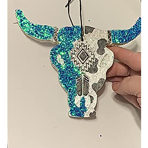 Custom Car Freshener, Bull skull scented in Clean Cotton