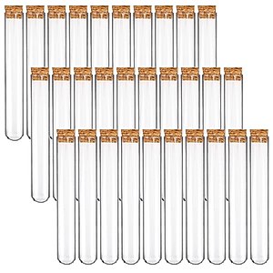 DEPEPE 30pcs 13ml Glass Test Tubes with Cork Stoppers, 15×100mm Small Clear Glass Test Tubes for Scientific Experiments, Plant Propagation and Holiday Gifts