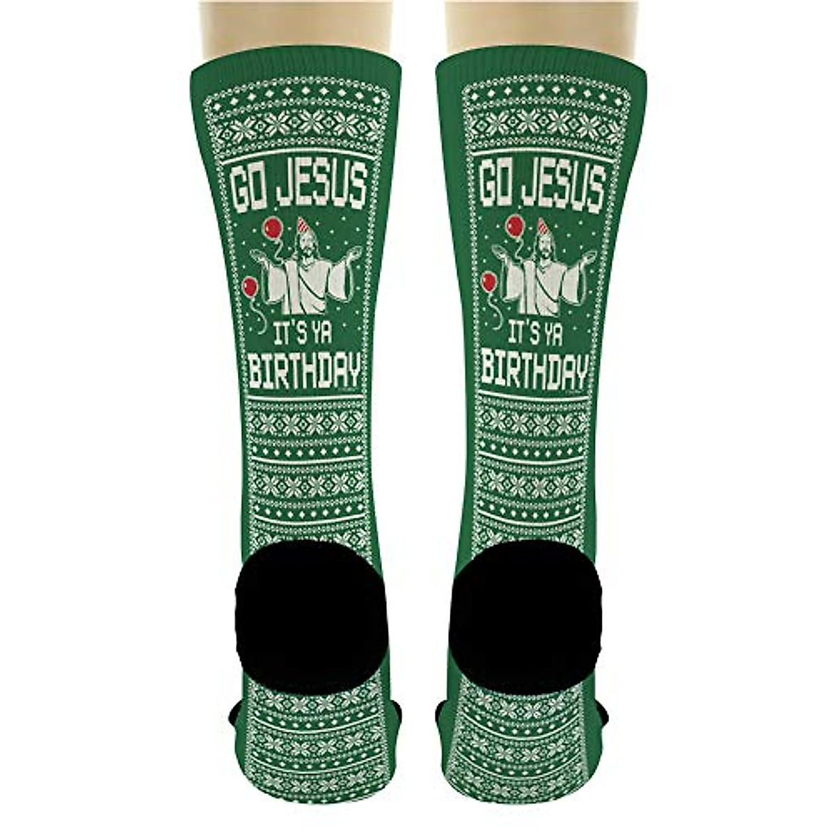 Christmas Joke Gifts Go Jesus It's Ya Birthday Winter Holiday Gift Socks 6-Pair Novelty Crew Socks