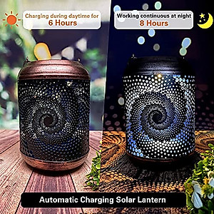 Solar Lanterns Outdoor Hanging Lantern Light, Cool Blue & Dragonfly Set (2 Pack)
