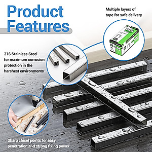 meite 22 Gauge 71 Series 316 Stainless Steel Upholstery Staples, 3/8-Inch (9.1 mm) Crown 3/8-Inch Length Fine Wire Staples Marine Upholstery Staples for Stapler Gun (10,000 Counts)