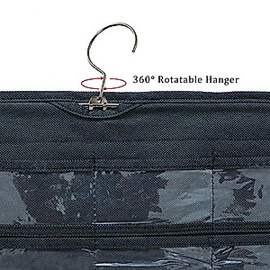 TabEnter Double-Sided Jewelry Hanging Organizer Display Hanger Small Tools Holder with 80 Clear Pockets (Black)