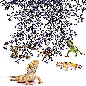 MUYG 2 PCS Reptile Plants for Terrarium, Plastic Hanging Plant with Suction Cup for Bearded Dragon Lizard Gecko Chameleon Tank Habitat Decoration