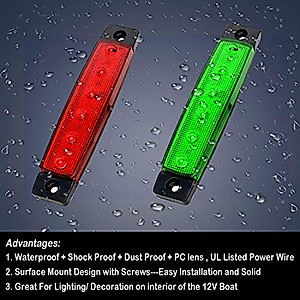 Shangyuan Navigation Lights, Led Stern Lights, Marine Strip Lights for Boat Lights Bow and Stern, Kayak Lights, DC 12V 2PCS (Red and Green)