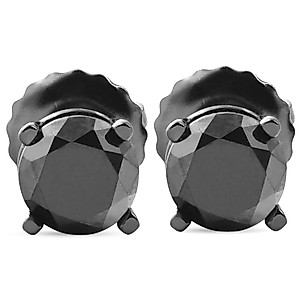 Pompeii3 14k Black Gold 1 Ct T.W. Round-Cut Black Diamond Studs Screw Back Women's Earrings