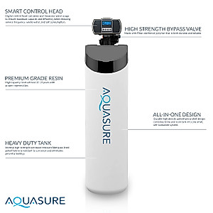 Aquasure Harmony Lite All-in-One Water Softener w/Triple Purpose Pre-Filter, 34,000 Grain, Low Maintenance, Water Saving Technology, 5-Year Warranty, US-Based Tech Support