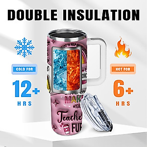 NIAXAUYT Teacher Appreciation Gifts, Birthday Gifts for Teachers Tumbler 40oz, Teacher Gift for Women Coffee Travel Cup, Best Teachers Gift for Teacher's Day Graduation Back to School Christmas, Pink