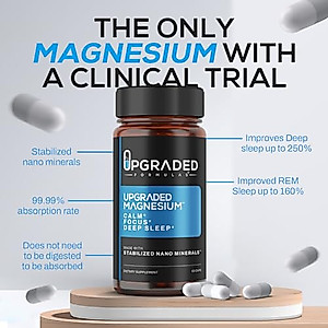 Upgraded Formulas Nano Magnesium Supplement, 3rd Party Clinical Trial, Improves Deep Sleep up to 250%, REM Sleep Up to 160% in only 14 nights - Enhances Calm, 30 Capsules