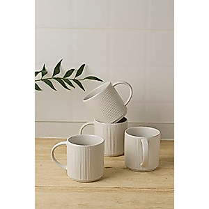 famiware 4 Pieces Coffee Cups, 12 oz Catering Mug with Handle for Coffee, Tea, Cocoa, Milk, Matte White