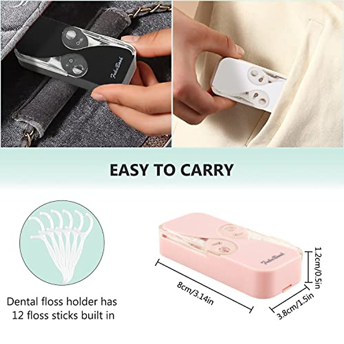 Portable Dental Floss Picks Dispenser Floss Holder Upgrade Automatic Travel Case Floss Dispenser Refillable Floss Box Professional Floss Pick Organizer for Teeth Cleaning (4 Pack)