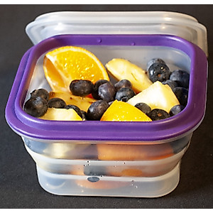 Aura Global 4-Pack Collapsible Platinum Silicone Food Storage Containers - LFGB Certified, BPA-Free, Microwave, Freezer, Dishwasher Safe, Reusable with Easy-Fit Lids - Premium Kitchen Solution