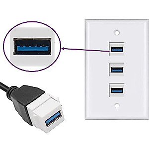Poyiccot USB 3.0 Keystone Jack Cable, USB 3.0 A Male to USB 3.0 Keystone Jack Female M/F Pigtail Extension Keystone-to-Cable for Wall Plate Connectors Adapter Convertor Cable