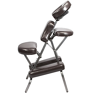 Master Massage Bedford Portable Massage Chair - Lightweight with Carrying Bag - Tattoo Height Adjustable Folding Face Cradle SPA (Coffee)