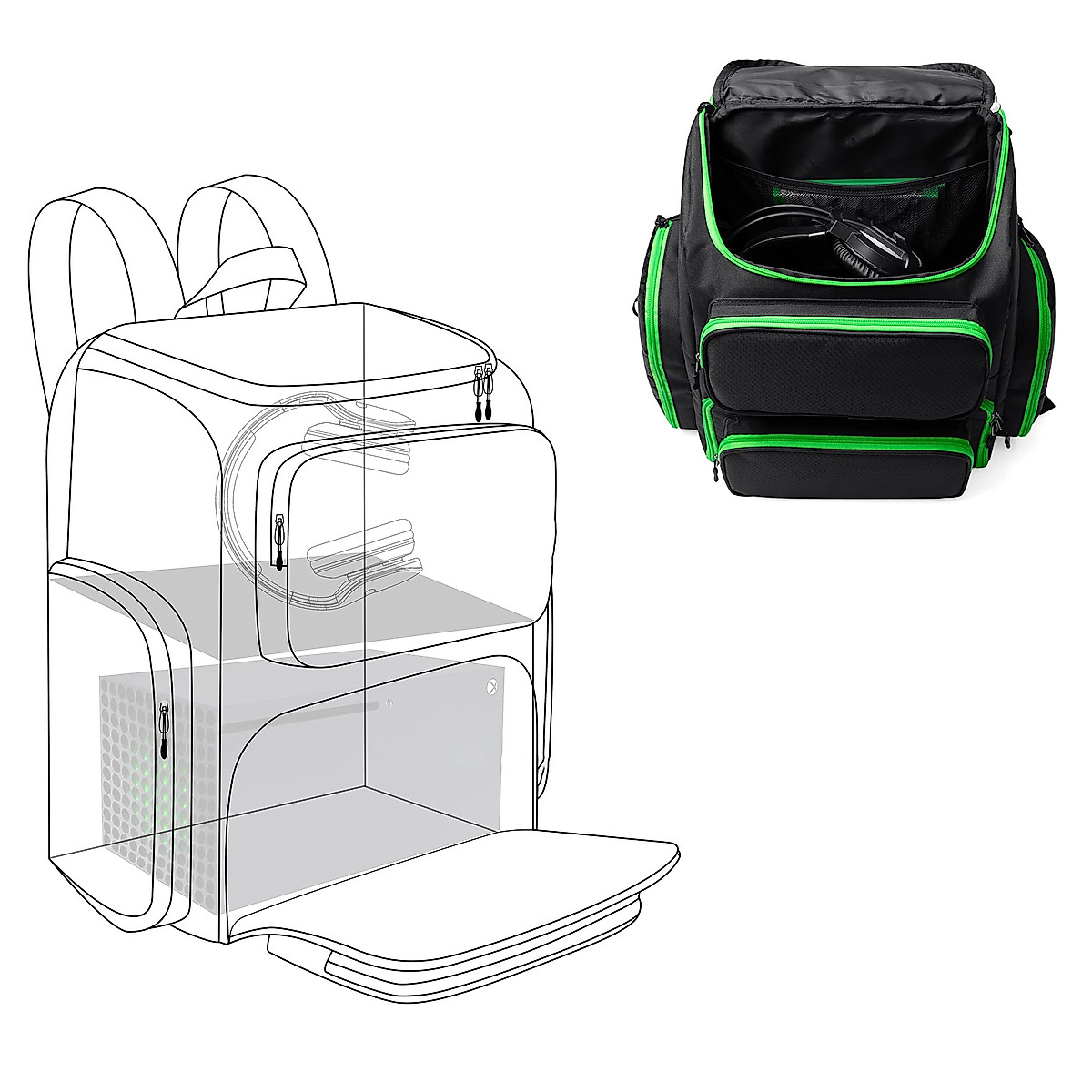 Trunab Travel Carrying Backpack Compatible with Xbox Series X, Storage Case Bag with 2 Inner Spaces for Xbox Game Console and Other Gaming Accessories