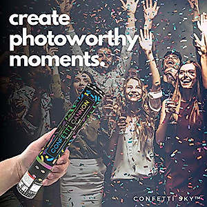 Confetti Sky [6 Pack] 12 Inch Confetti Cannons | Multicolor Biodegradable Confetti Poppers for Wedding Celebration, Birthday Party, Pranks, Graduation, Christmas Eve and New Year Celebration