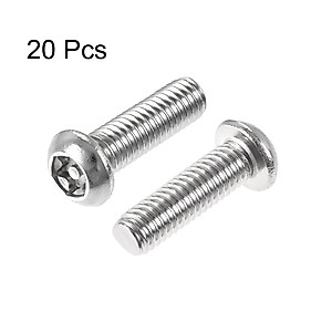 uxcell M6x20mm Torx Security Machine Screw, 20pcs Pan Head Screws Inside Column, with T30 L-Type Wrench, 304 Stainless Steel Fasteners Bolts