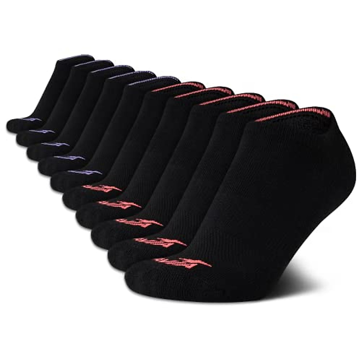 Avia Women's Athletic Performance Cushioned No Show Solid Socks (10 Pack), Size 4-9, Black Logo