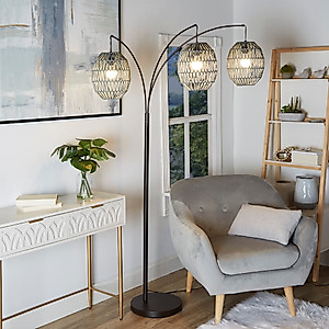 Decor Therapy Laurette 3-Light Metal Floor Lamp, Black