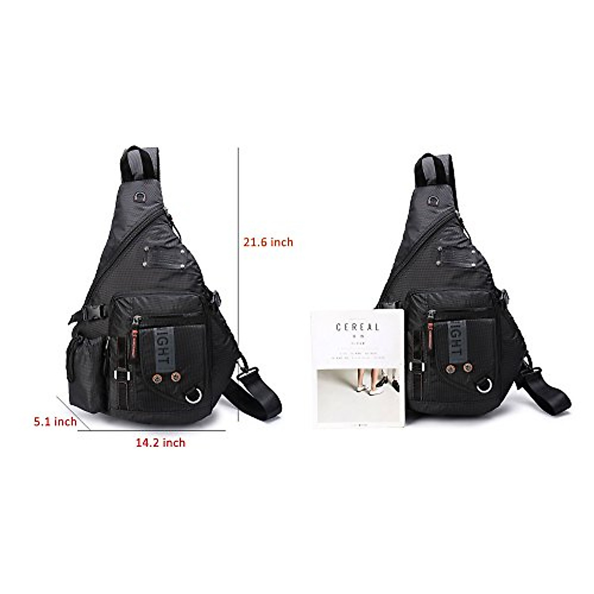 LAMMOK Large Sling Backpack, Sling Chest Bag Shoulder Crossbody Daypacks Fits 14.1-Inch Laptop for Travel Outdoor Men Women