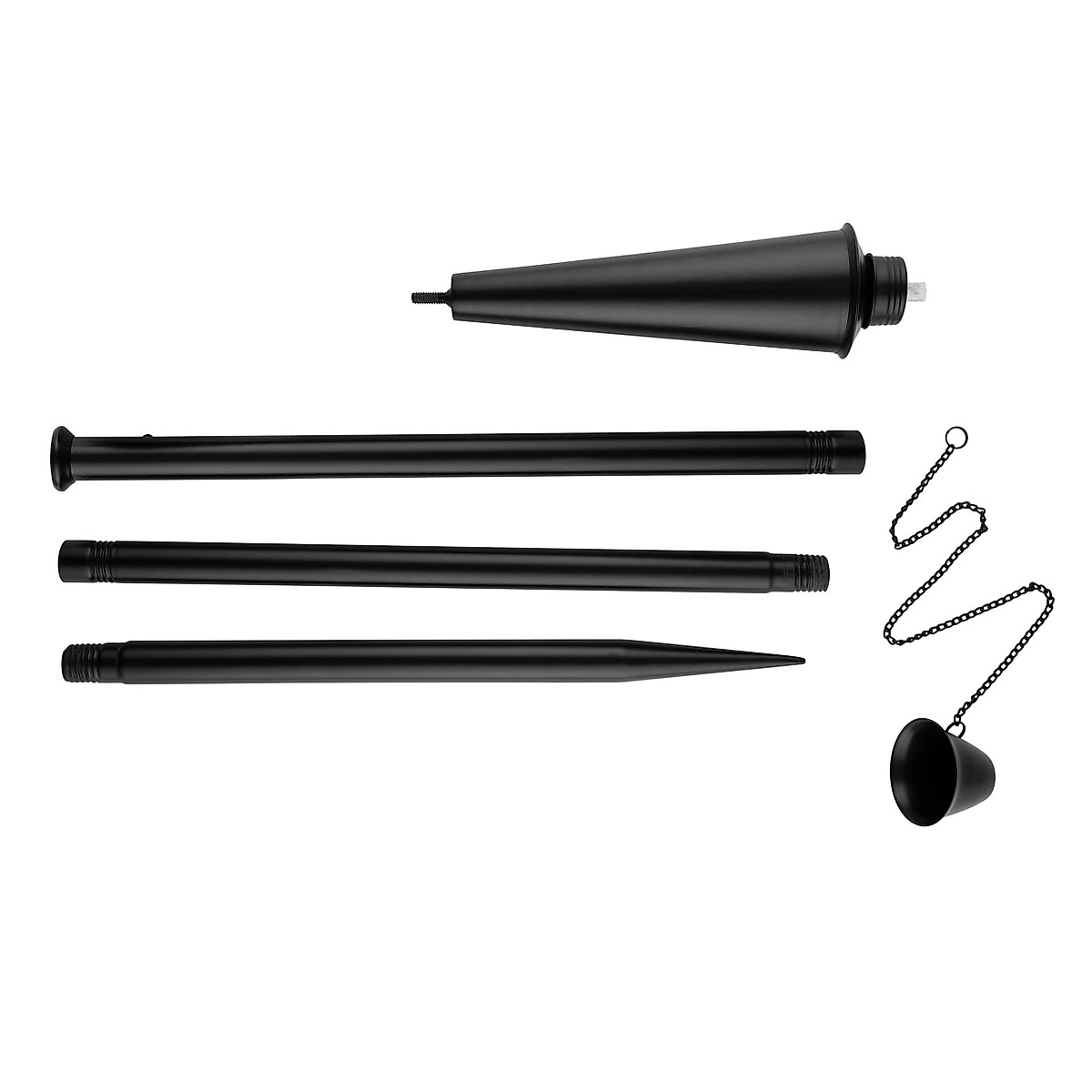 BIRDROCK HOME Mallorca Outdoor Torches - Relaxing Backyard Lighting, Easy Refill Extra Wide Mouth, Adjustable Height, Citronella Oil Compatible - Set of 4, Black, 13oz