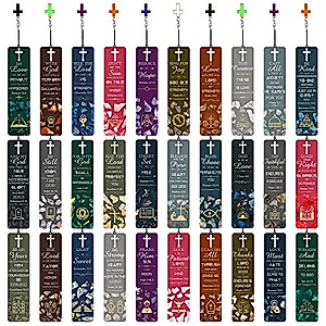 30 Pcs Bible Verses Bookmarks with Hollow Cross and Cross Pendants Inspirational Book Markers Christian Bookmarks, Christian Gifts Reading Reward Scripture Church Supplies for Women Kids Men