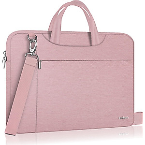 Ferkurn Laptop Bag Case Women Men Computer Sleeve with Shoulder for HP Envy Pavilion/Inspiron/Thinkpad/ASUS TUF Vivobook/MSI/MacBook/Surface,Waterproof Briefcase with Handle, Pink, 15 15.6 Inch