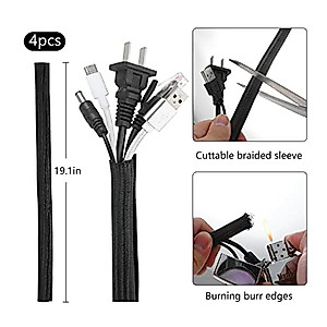 173 Pcs Cable Management Organizer Kit, Include 4 Cable Sleeve Split with 47 Self Adhesive Cable Clips Holder, 10 Cable Ties, 10 Adhesive Wall Cable Tie, 100 Fasten Cable Ties, 2 x Roll Cable Ties