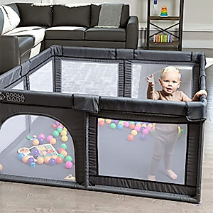 Baby Playpen 60x60in - Kids Activity Center with Anti-Slip Base - Portable Indoor & Outdoor Playard for Toddlers - Foldable Safety Play Yard for Babies - Baby Fence Play Area With Soft Breathable Mesh