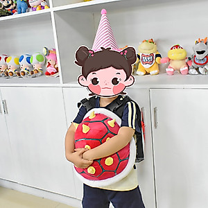 RGVV Red Koopa Troopa Backpack with Dorsal Spines Turtle Shell Red Soft Stuffed Cartoon Toys 11.5“