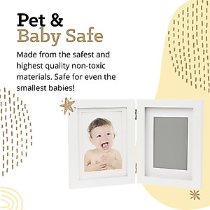 PLUSHIBLE Baby Handprint Footprint Keepsake Kit – Personalized Casting Kit with Picture Frame, Ideal for New Moms, Grandmas, and Baby Registries, White Hinge Frame