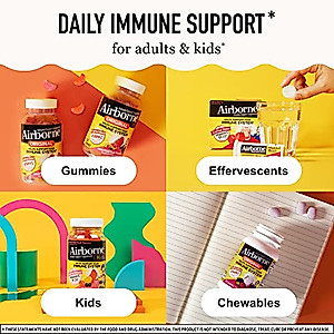 Airborne Vitamin C 1000mg (per serving) - Very Berry Chewable Tablets (32 count in a box), Gluten-Free Immune Support Supplement, With Vitamins A C E, ZINC, Selenium, Echinacea & Ginger, Antioxidants
