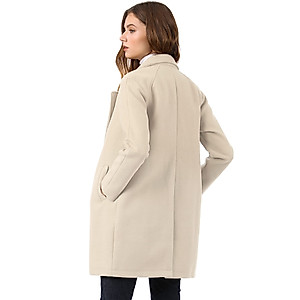 Allegra K Women's Notched Lapel Double Breasted Raglan Winter Coats Small Cream White