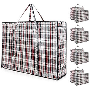 Laundry Bags with Handles 8Pcs Extra Large Zipper, Heavy Duty XXL Storage Bags, Travel Laundry Tote Bag, Clothes Storage Bag with Straps