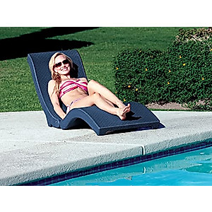Pool Mate Luxury Swimming Pool Patio Chaise Lounge Chair, Rattan, Blue