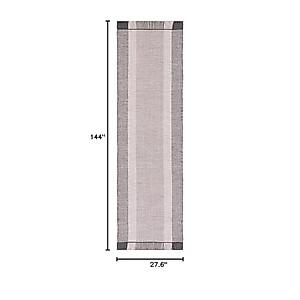 SAFAVIEH Montauk Collection Runner Rug - 2'3" x 12', Ivory & Grey, Handmade Flat Weave Boho Farmhouse Cotton Stripe Fringe, Ideal for High Traffic Areas in Living Room, Bedroom (MTK301A)