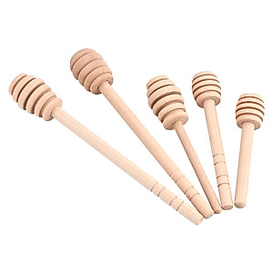 30pcs Wooden Mini Jam Honey Dipper Jar Dispensing Collecting Stirring Rod Stick (10cm)