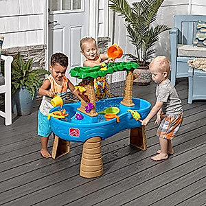 Step2 Tropical Rainforest Water Table | Colorful Kids Water Play Table with 13-Pc Accessory Set, Blue & Green