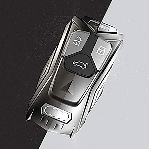 K LAKEY Car Key Fob Cover,Compatible with Audi Remote Key A4 RS4 A5 F5 S5 RS5 A6 A7 C8 A8 Q5 FY Q7 4M TT TTS TTRS R8 Smart Keyless Entre Key Fob,Armor Key Fob Case Protector Jacket with Buckle Black