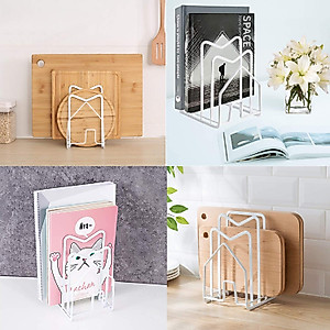 Kitchen Bakeware Pot Lid Rack Holder, 4 Slots Multifunctional Kitchen Organizer Metal Storage Shelf for Cookware, Chopping Cutting Board, Counter Cabinet, Plates, Dishes