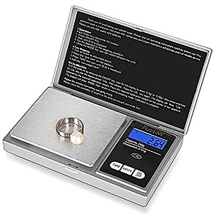 Fuzion Digital Gram Scale, 200g/0.01g Mini Jewelry Scale, Pocket Scale, Herb Scale Gram and Ounce, Portable Travel Food Scale .01 Gram Accuracy with LCD Display, Stainless Steel, Tare