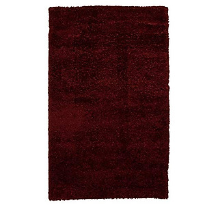 Super Area Rugs Fluffy & Soft Fiber Shag Rug Perfect for Living Rooms, Dining Rooms and Home Decor, Cranberry Red, 4' X 6' Rectangle