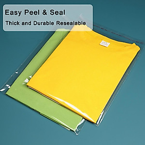 LonlyEagle 100 Pcs 10x14 Inches Self Sealing Cellophane Bags, Clear Resealable Cellophane Plastic Bags Self Adhesive for Packaging Shirts, Clothing, Magazines, Books, and Artwork