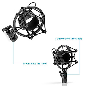 Neewer NW-800 Silver Professional Studio Broadcasting Recording Condenser Microphone & NW-35 Adjustable Recording Microphone Suspension Scissor Arm Stand with Shock Mount and Mounting Clamp Kit