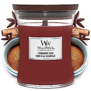 WoodWick Medium Hourglass Scented Candle | Cinnamon Chai | with Crackling Wick | Burn Time: Up to 60 Hours