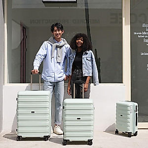 GinzaTravel PP material 3-piece expandable luggage sets with Spinner Wheels， Suitcase with TSA Lock，Large Luggage for Family Travel carry on 20/24/28，Azure water color